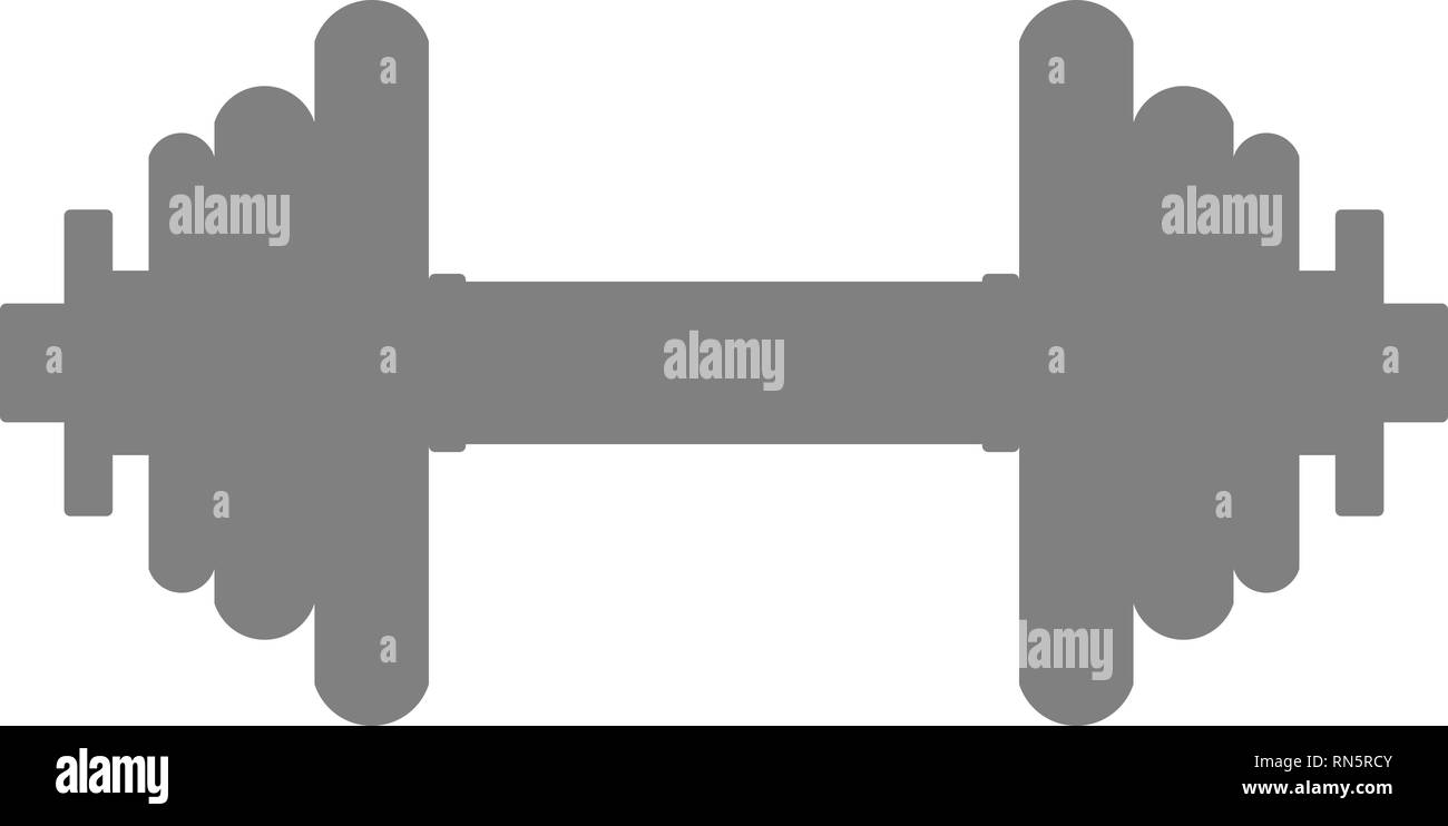 Weights symbol icon - gray realistic dumbbell silhouette, isolated ...