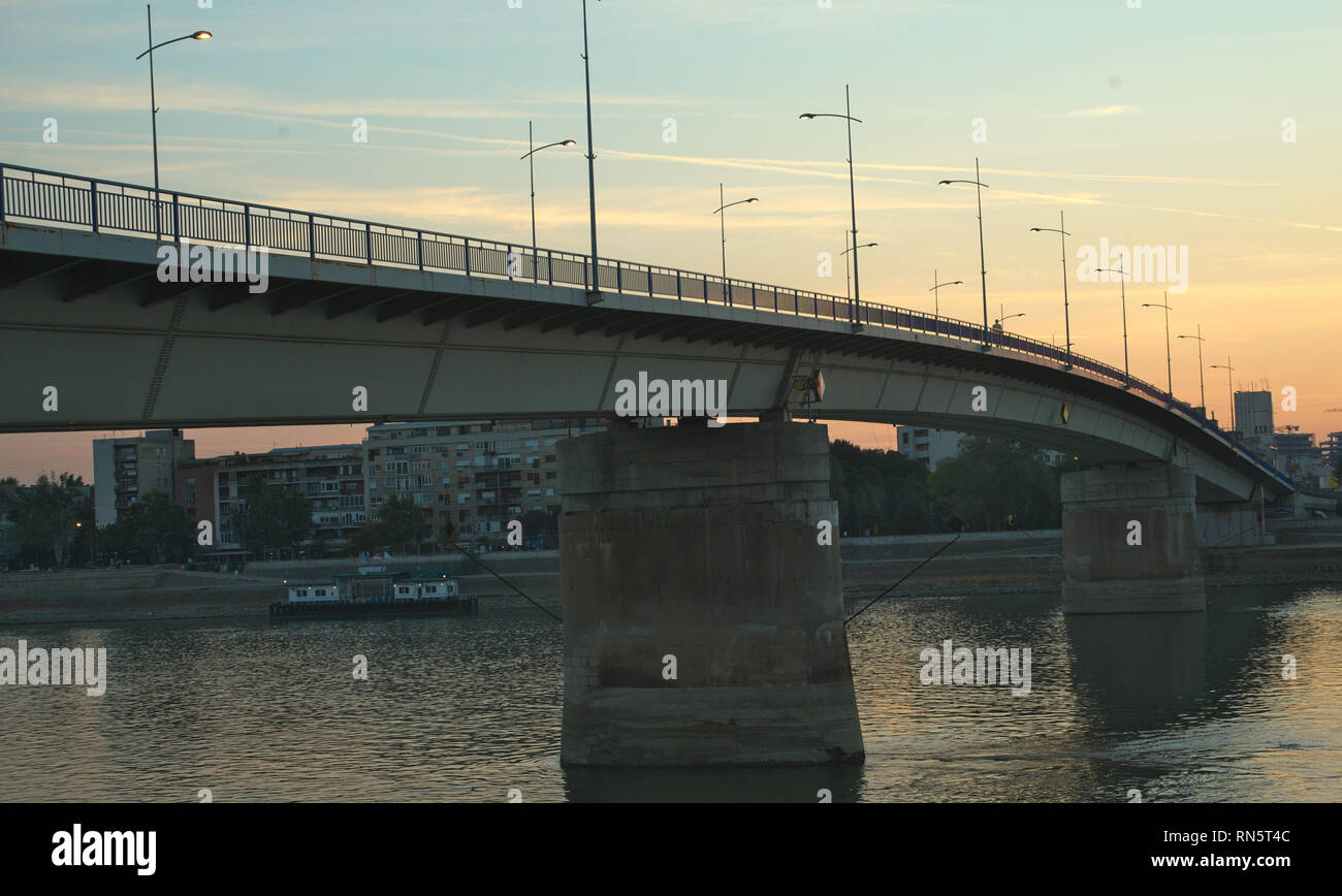 Evening view on bridge in Novi Sad, Serbia Stock Photo - Alamy
