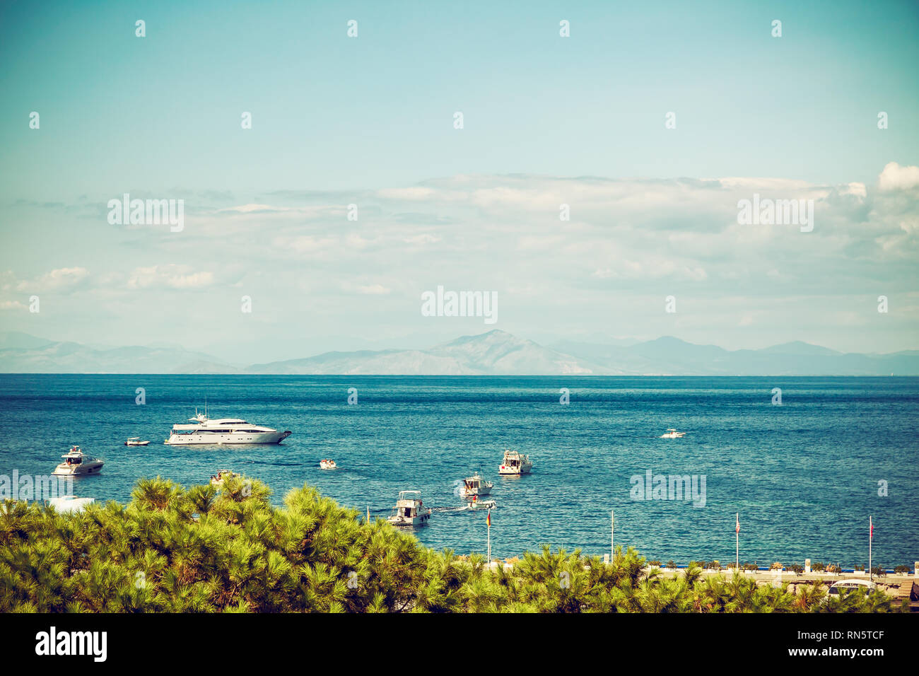 Panorama seen from Ischia island on the Mount Vesuvius on the horizon ...