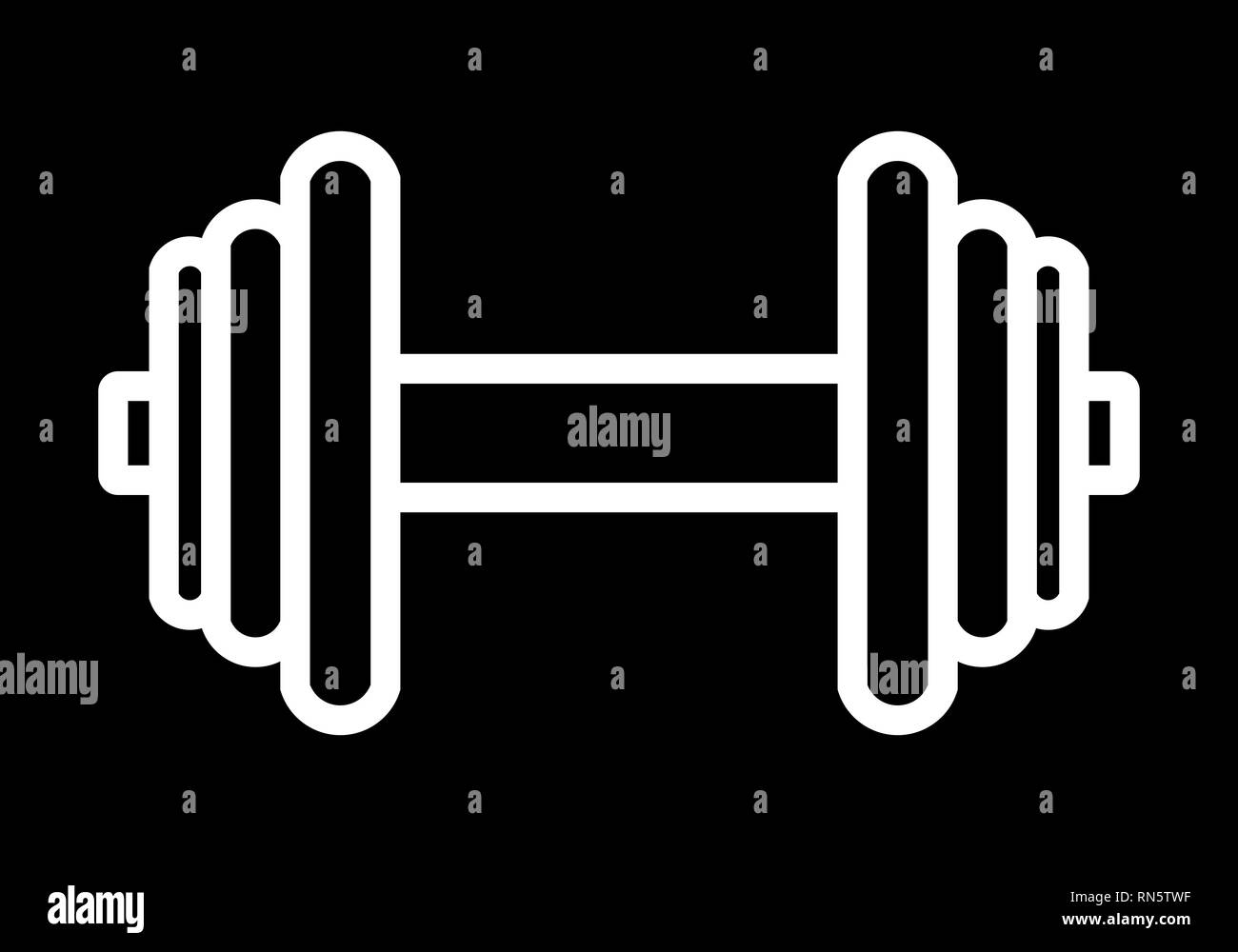 Weights symbol icon - white realistic dumbbell outline, isolated ...