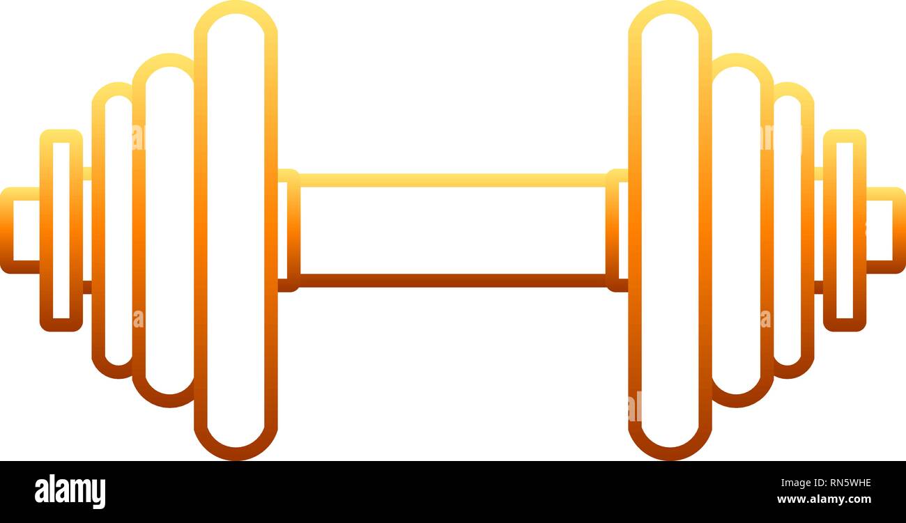 Weights symbol icon - orange gradient realistic dumbbell outline ...