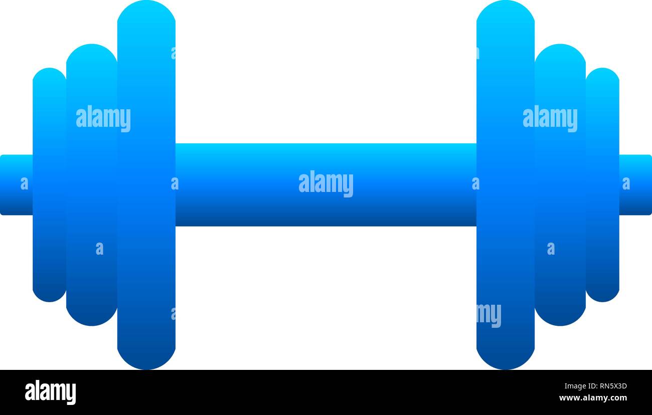 Weights symbol icon - blue gradient realistic dumbbell silhouette ...
