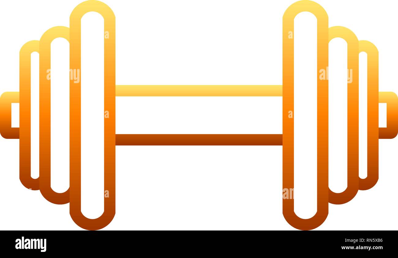 Weights symbol icon - orange gradient realistic dumbbell outline ...