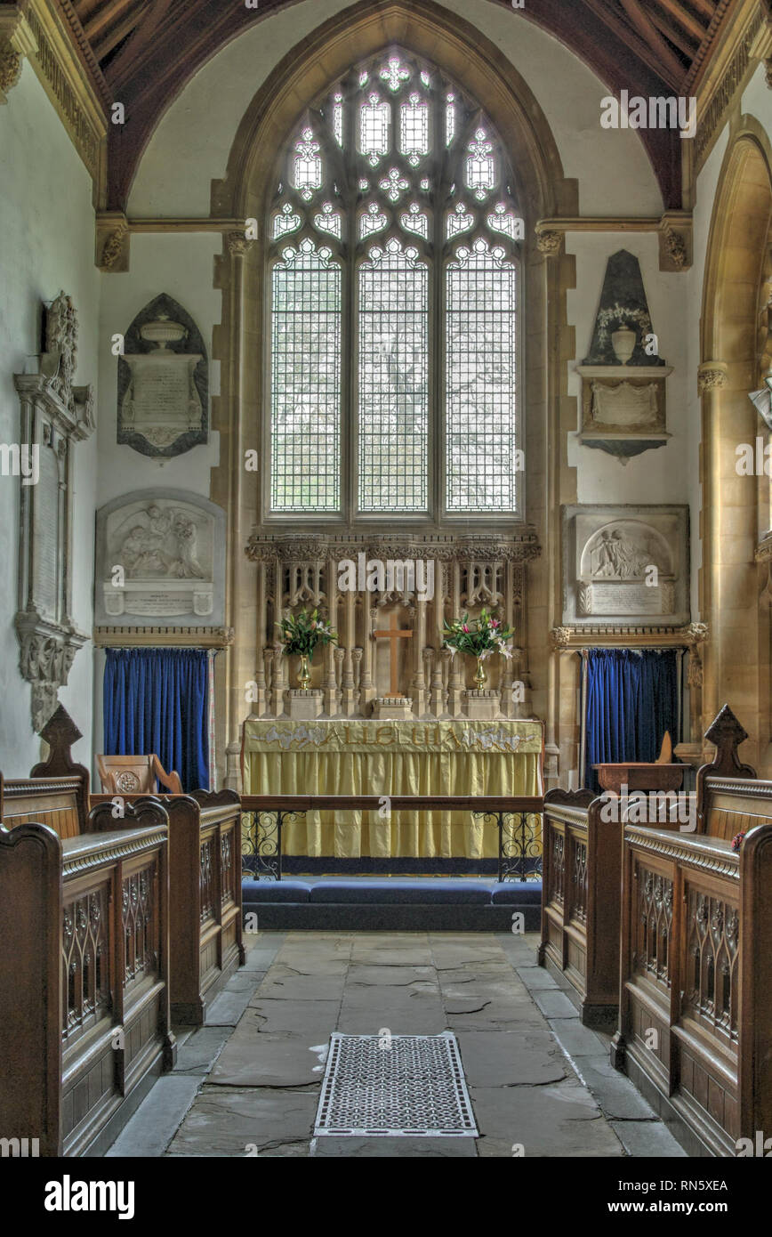 Interior of the 14th century church of St Cyriac in the historic ...