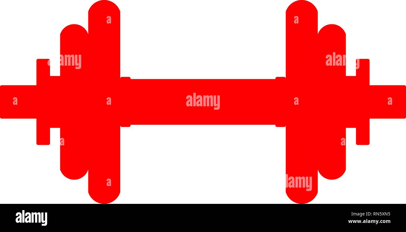 Weights symbol icon - red realistic dumbbell silhouette, isolated ...