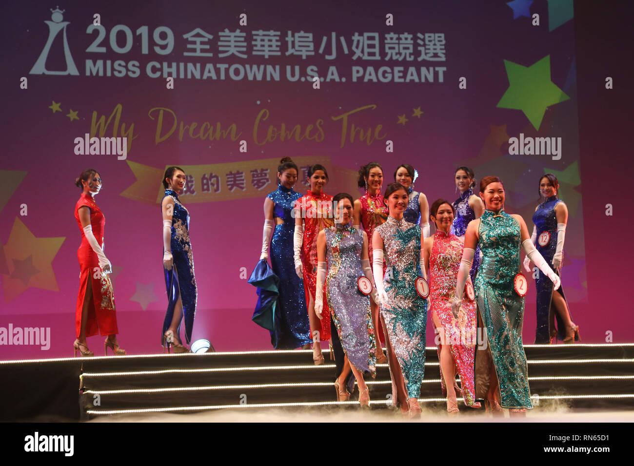 San Francisco, USA. 16th Feb, 2019. Contestants compete in the evening ...