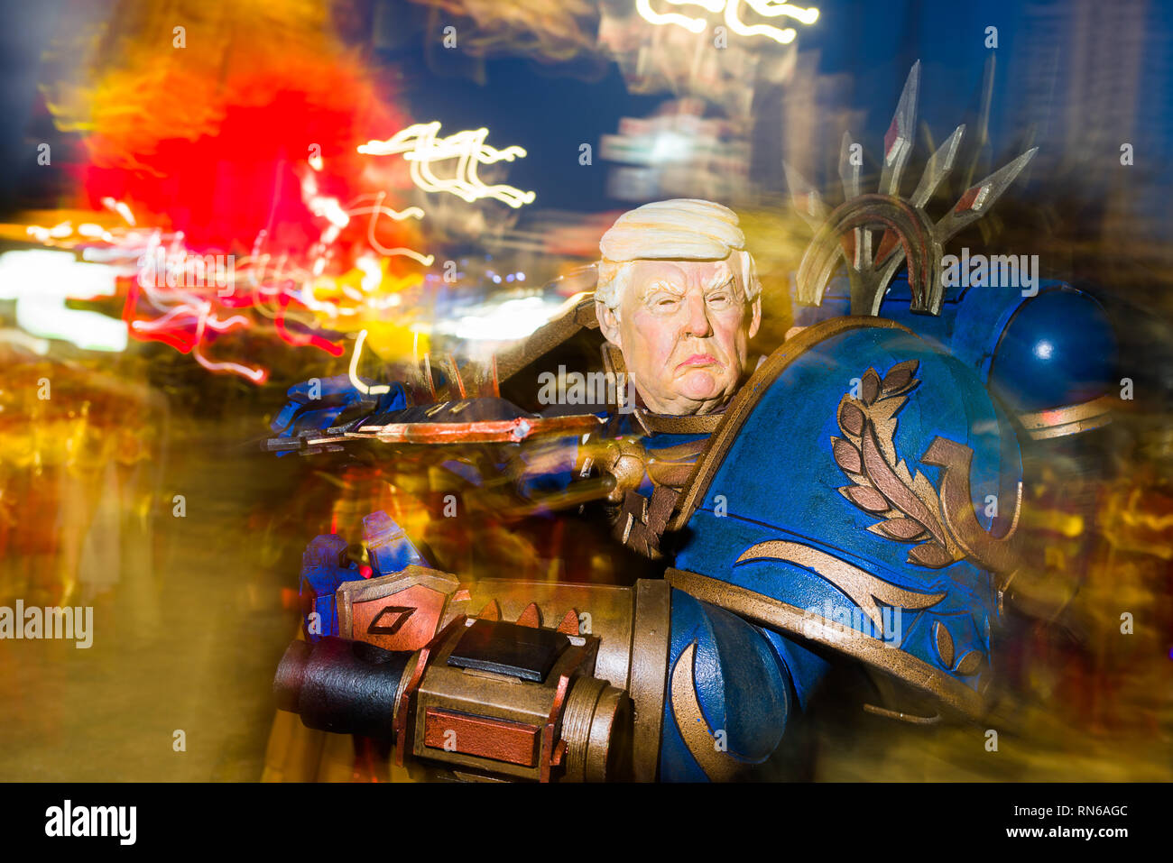 VIAREGGIO, ITA-FEB.17, 2009: donald trump the usa president is depicted ...