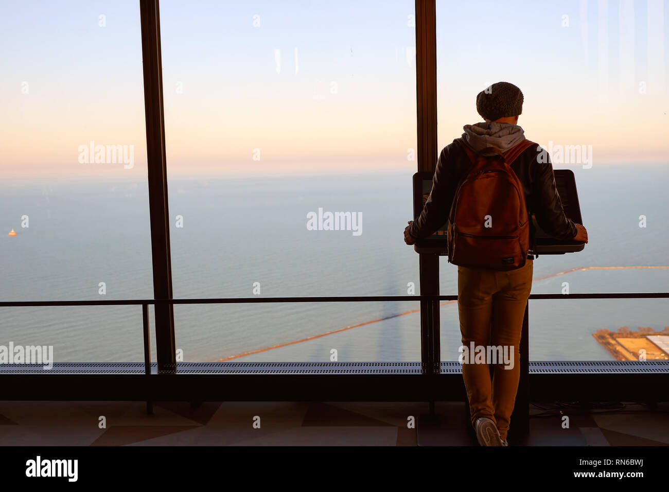CHICAGO, IL - CIRCA MARCH, 2016: visitor at John Hancock Center's ...