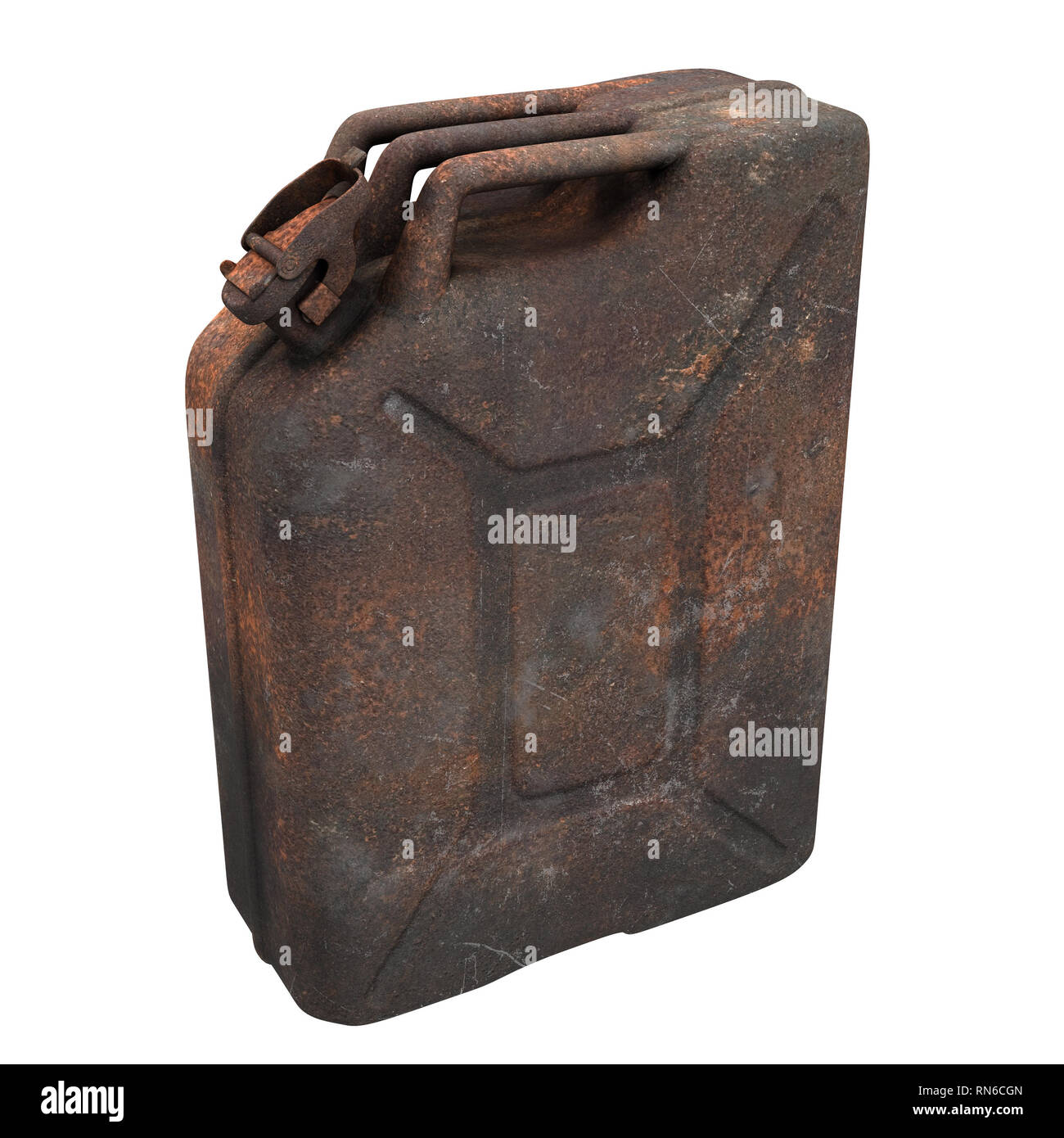 fuel canister rusty on an isolated white background. 3d illustration ...