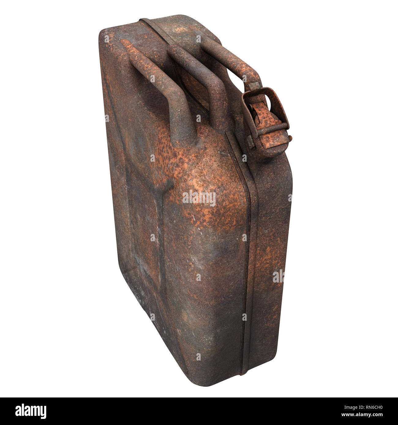 fuel canister rusty on an isolated white background. 3d illustration ...