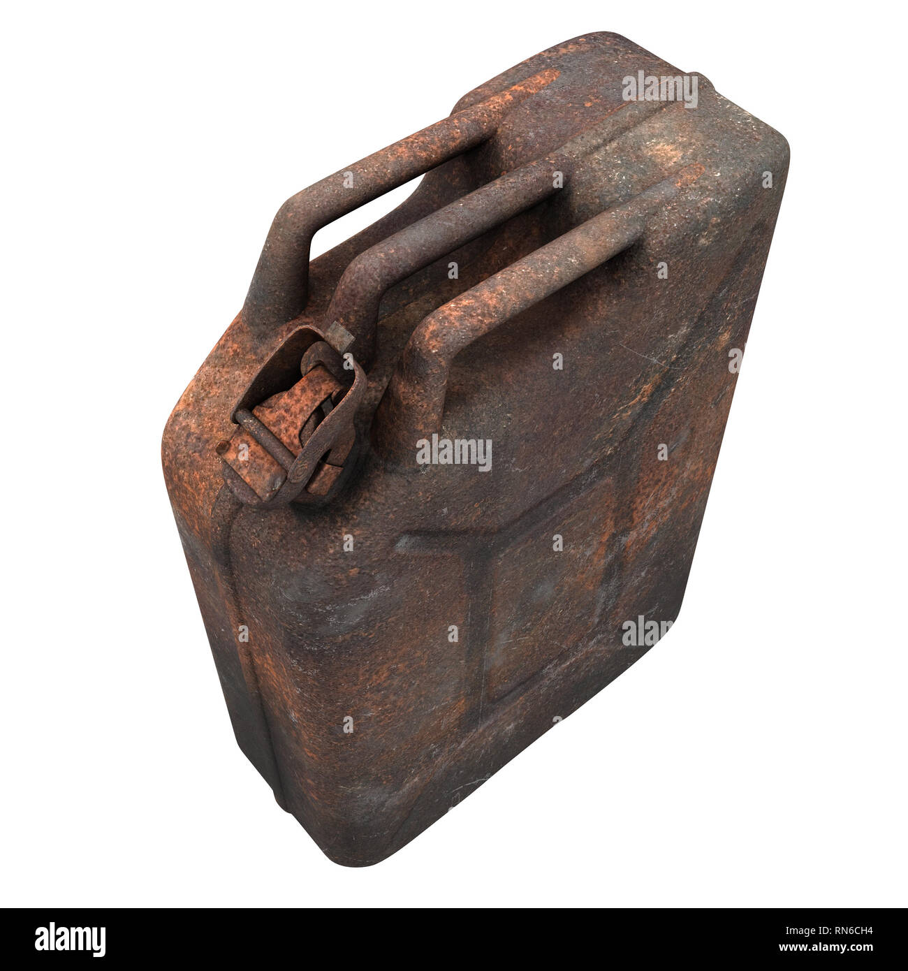 fuel canister rusty on an isolated white background. 3d illustration ...