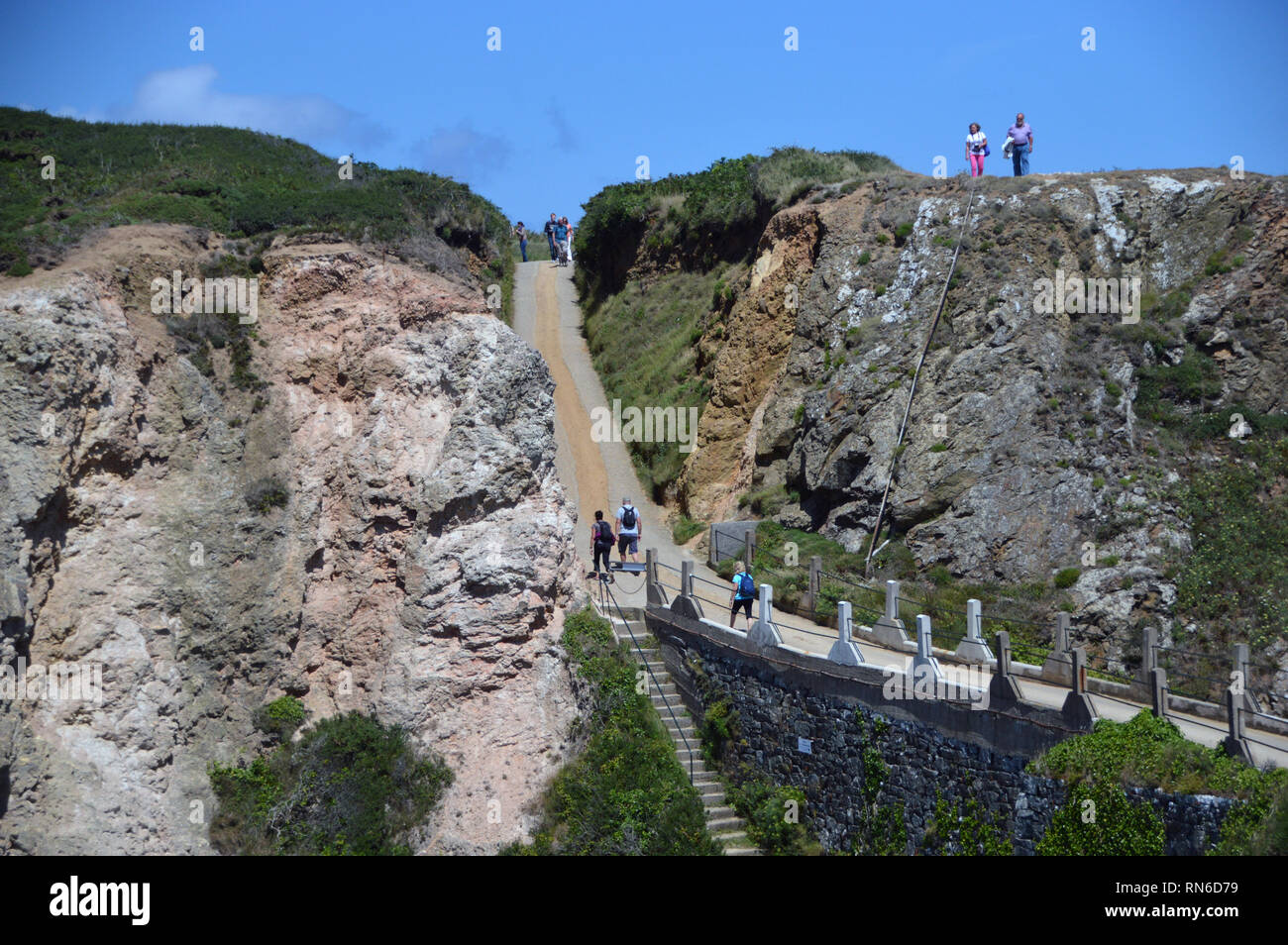 Hikers Walking on 'Le Coupee' the Knife-Edge Arete road Joining Little ...