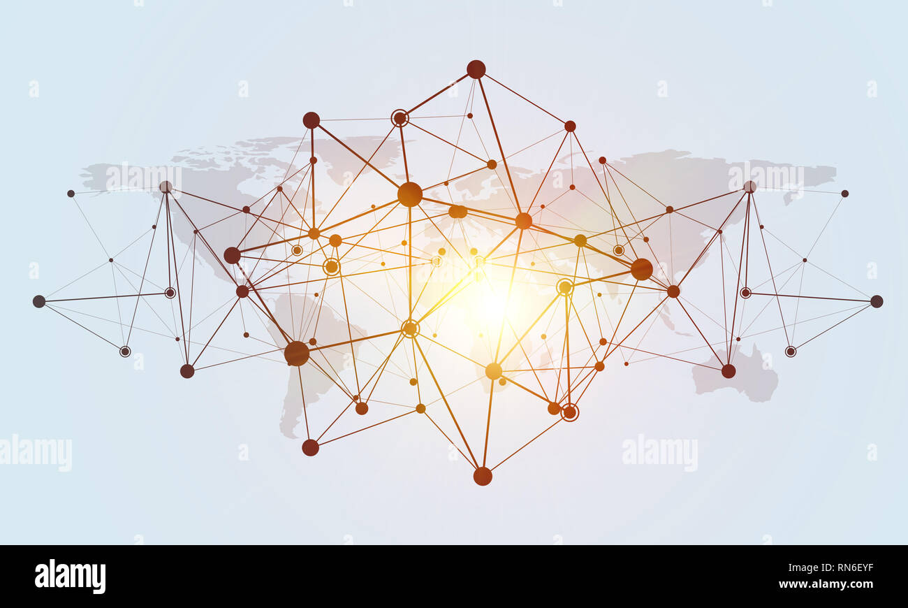 Lines and dots as networking idea drawn on white background Stock Photo ...