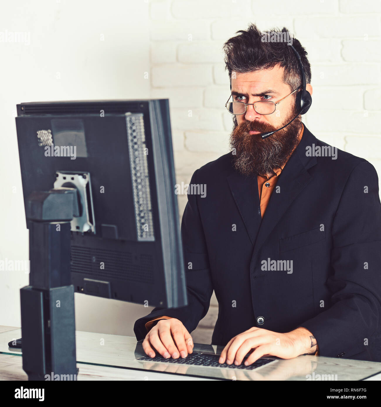Bearded operator hi-res stock photography and images - Alamy