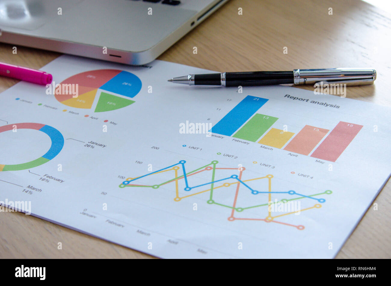 Desk With Computers And Charts High Resolution Stock Photography and ...