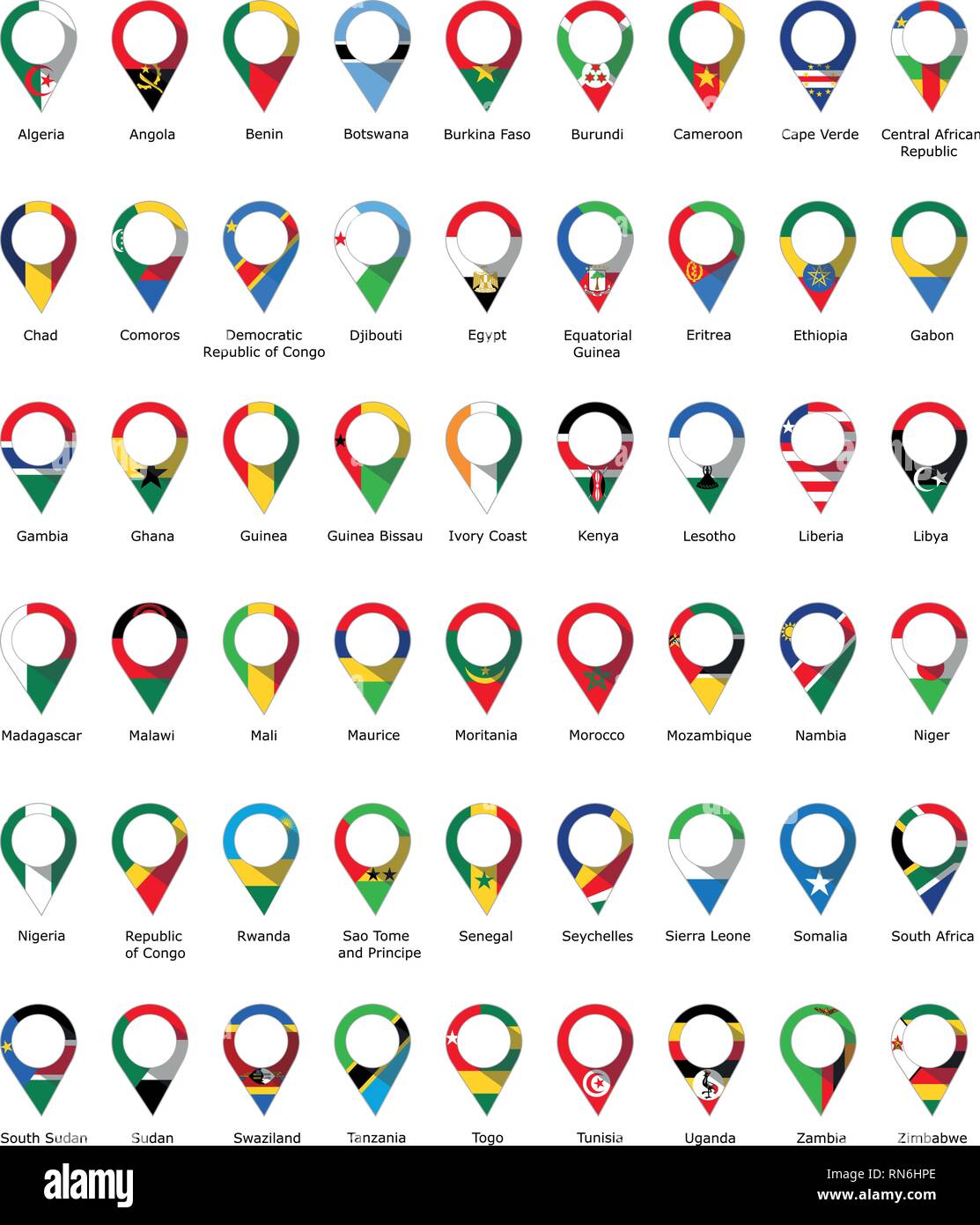 pin flag of African countries Stock Vector Image & Art - Alamy
