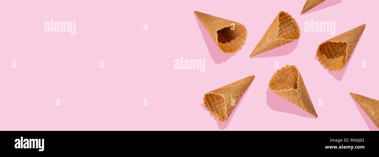 Creative layout - pattern made with ice cream cones Stock Photo - Alamy