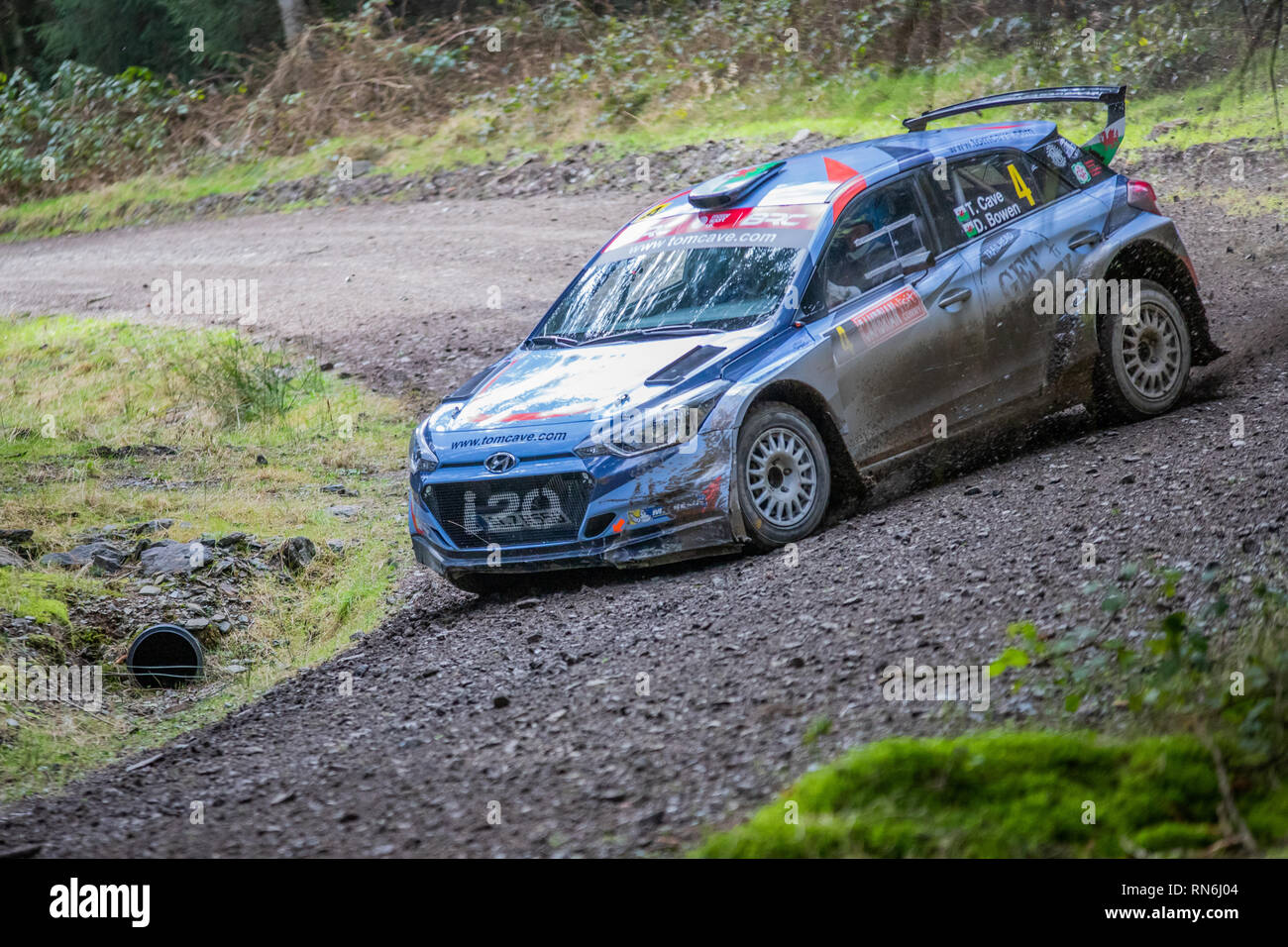 Rally car competing in the 2019 Cambrian Rally, in Alwen Forest, North ...