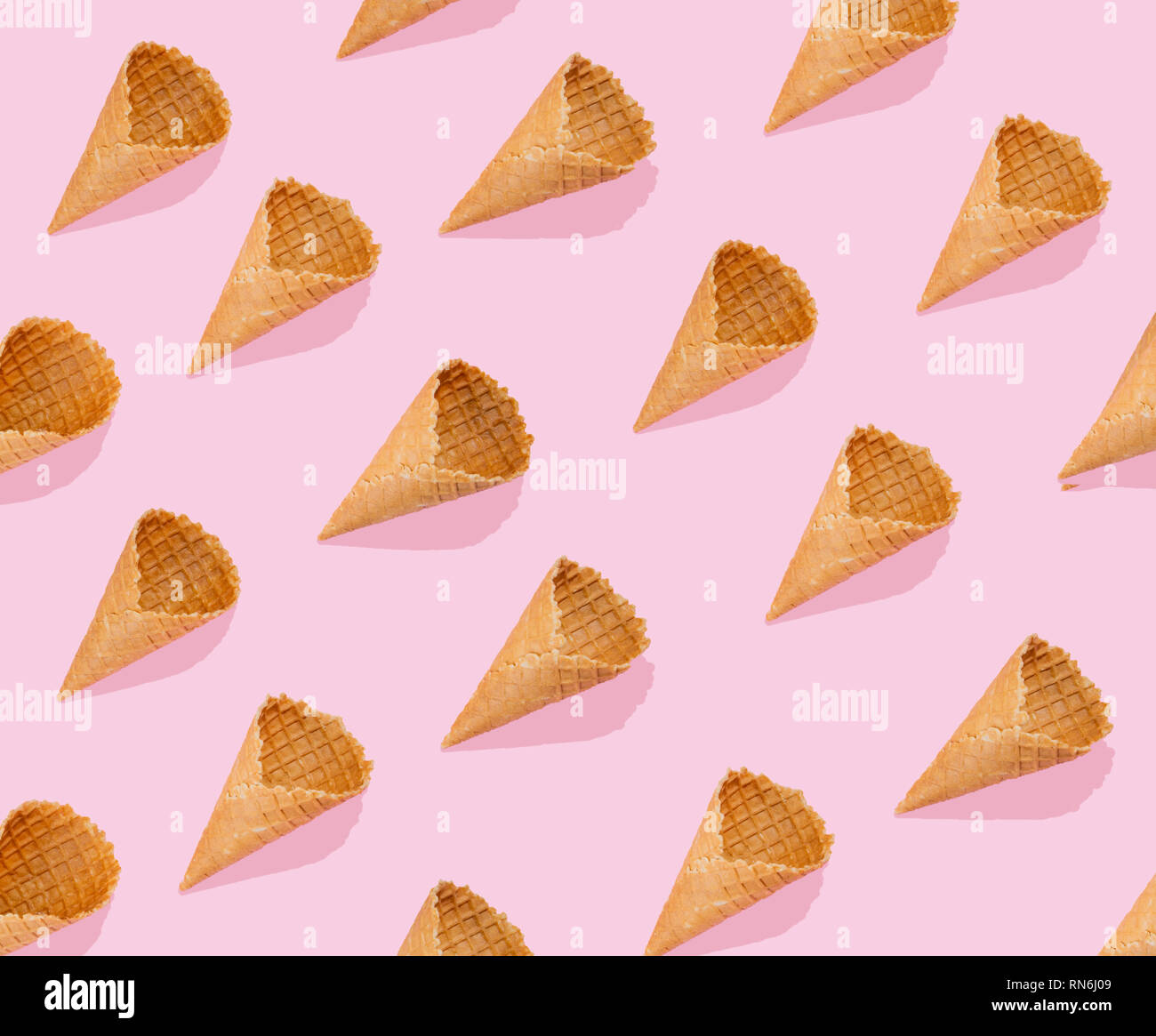Creative layout - pattern made with ice cream cones Stock Photo - Alamy