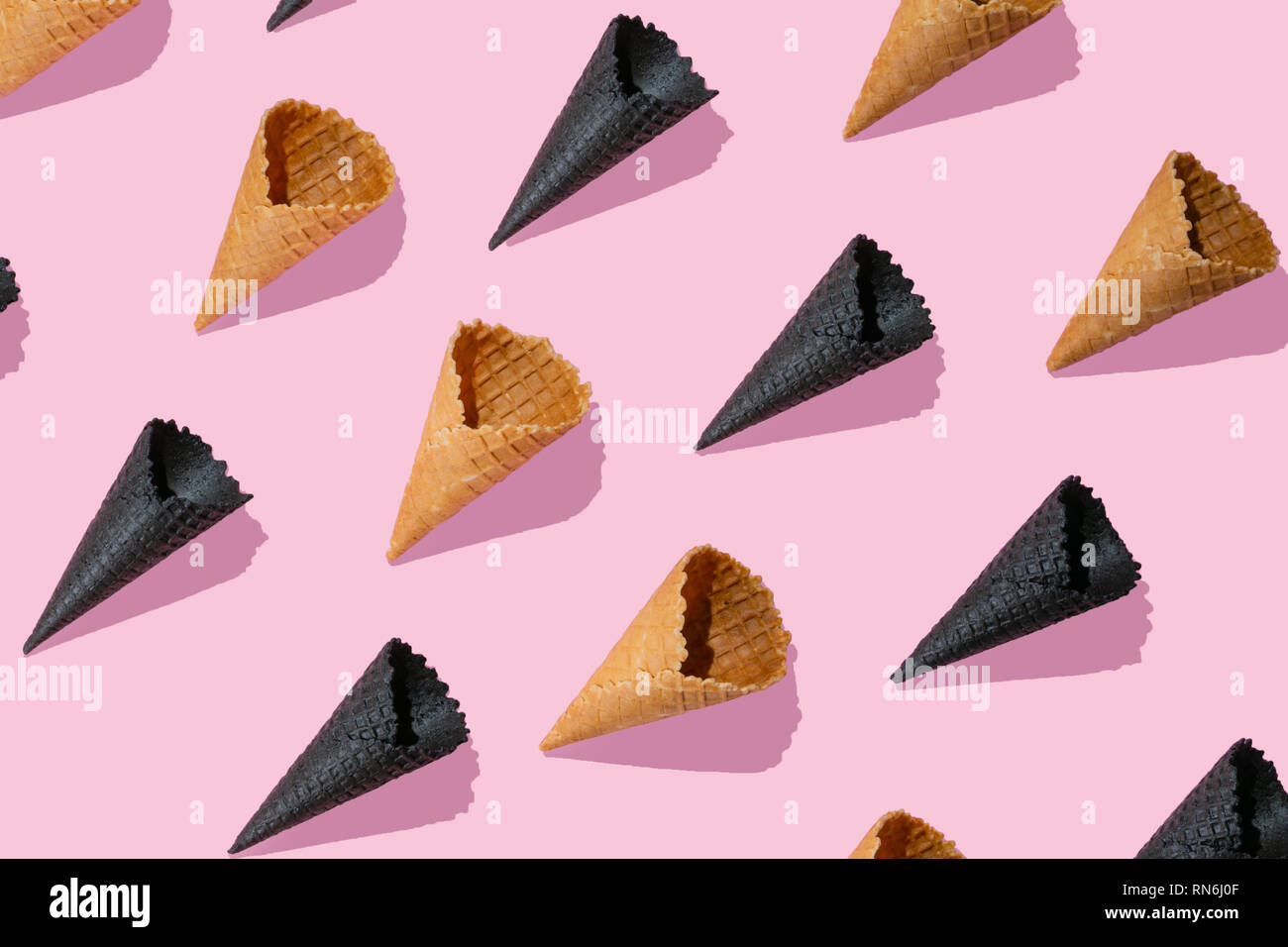 Creative layout - pattern made with ice cream cones Stock Photo - Alamy