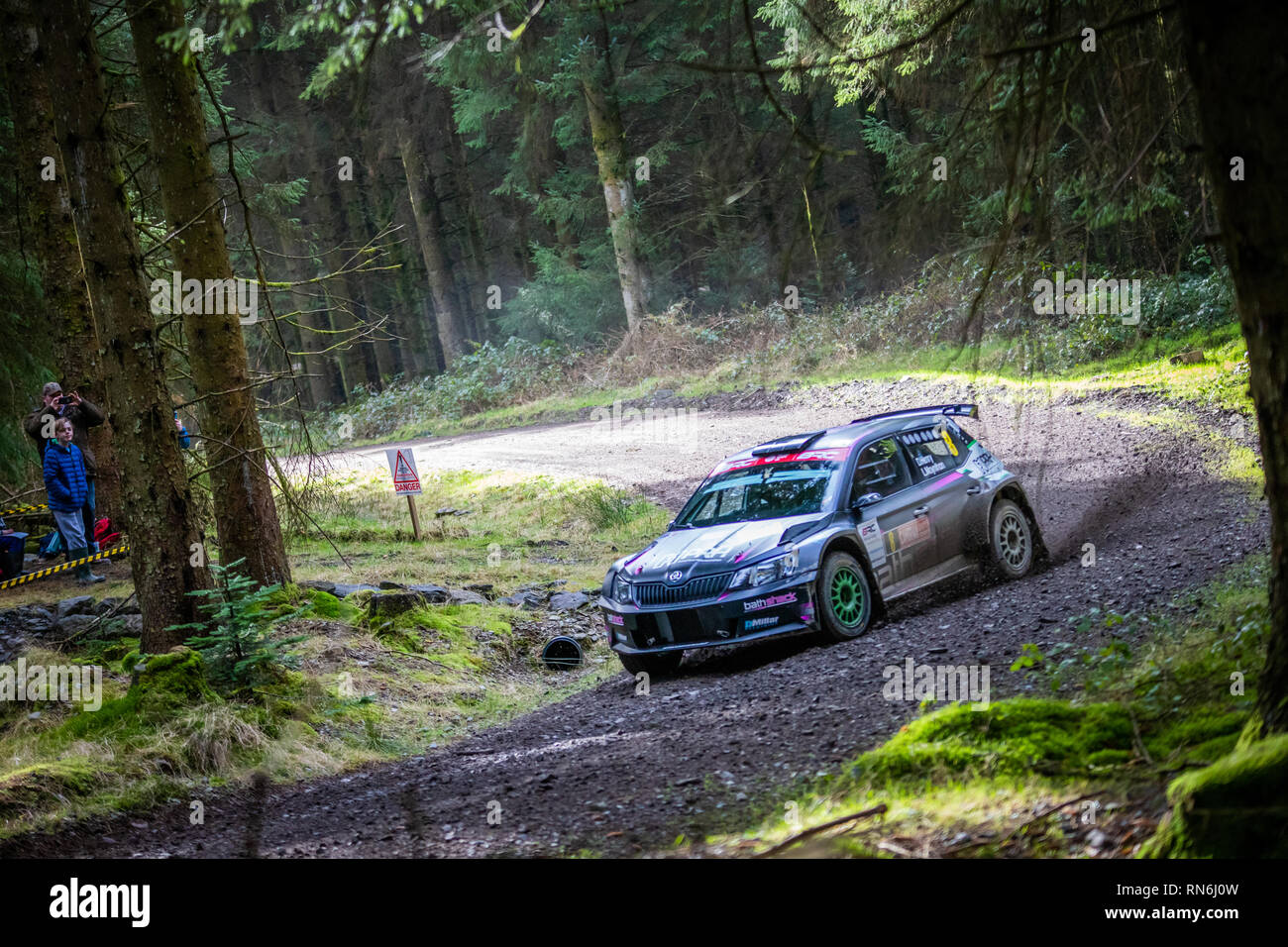 Rally car competing in the 2019 Cambrian Rally, in Alwen Forest, North ...