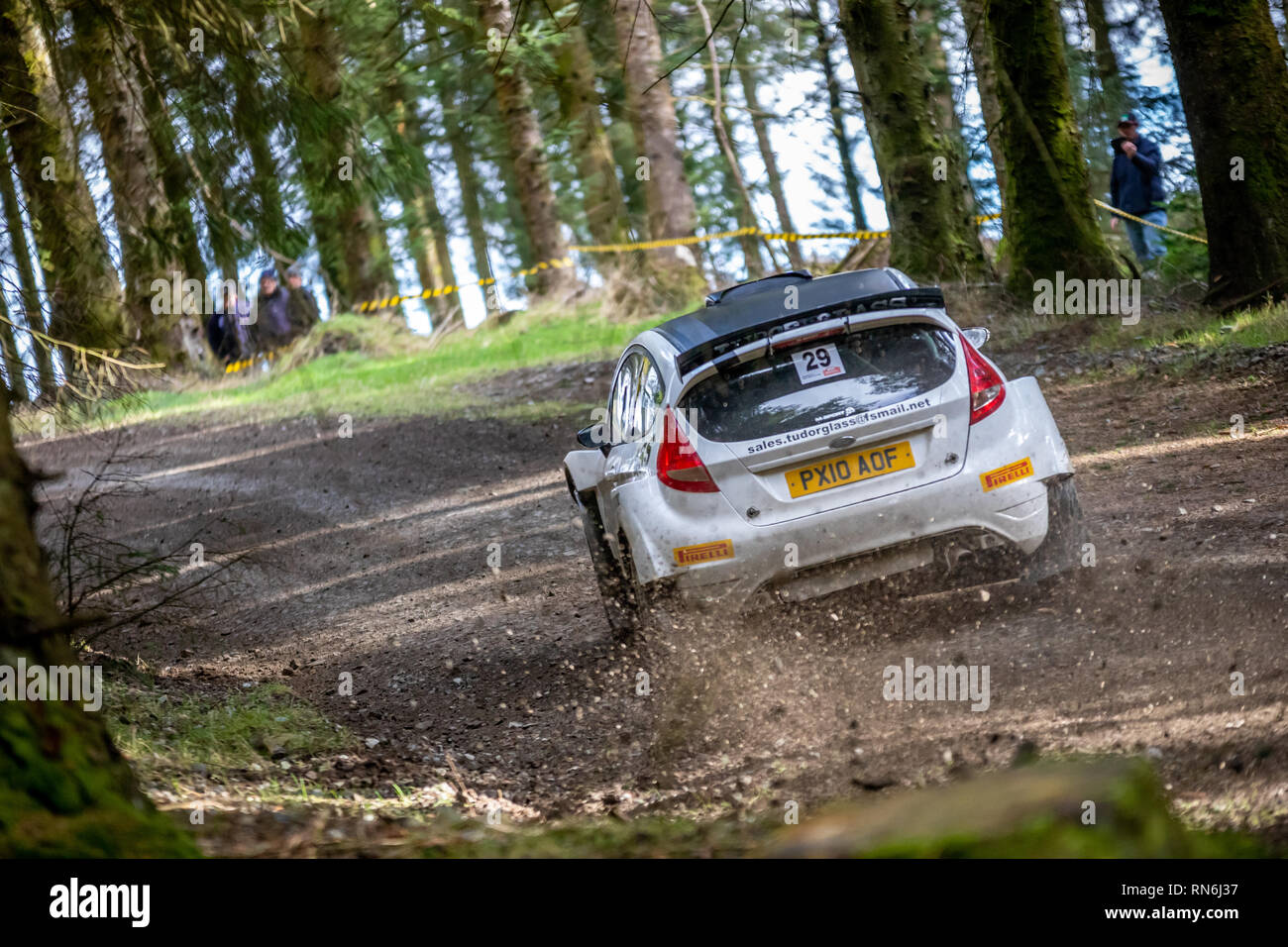 Rally car competing in the 2019 Cambrian Rally, in Alwen Forest, North ...