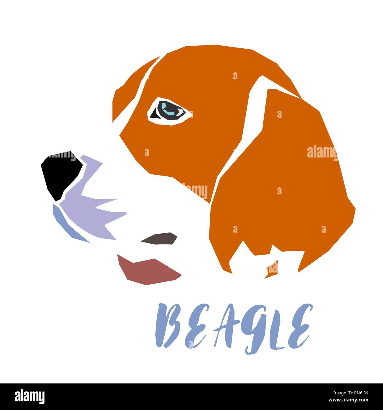 Beagle dog head on white background, vector illustration Stock Vector ...