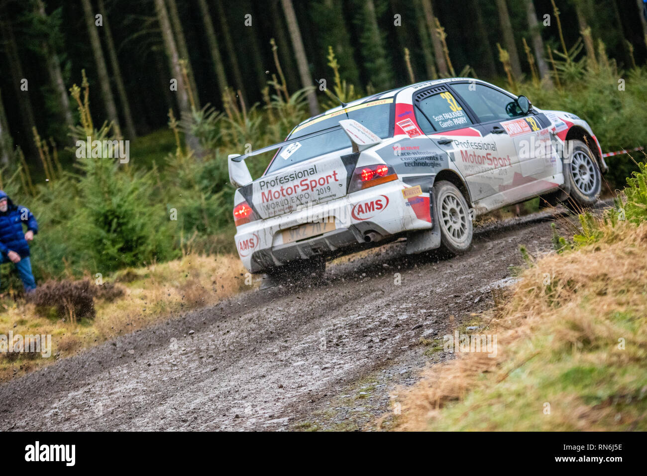 Rally car competing in the 2019 Cambrian Rally, in Alwen Forest, North ...