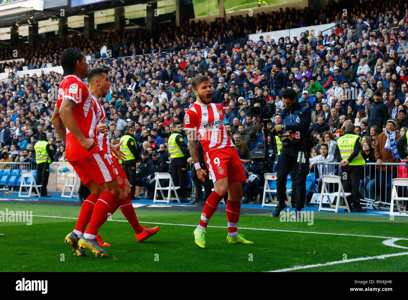 Cristian Portu (Girona FC) seen celebrating after scoring a goal during ...
