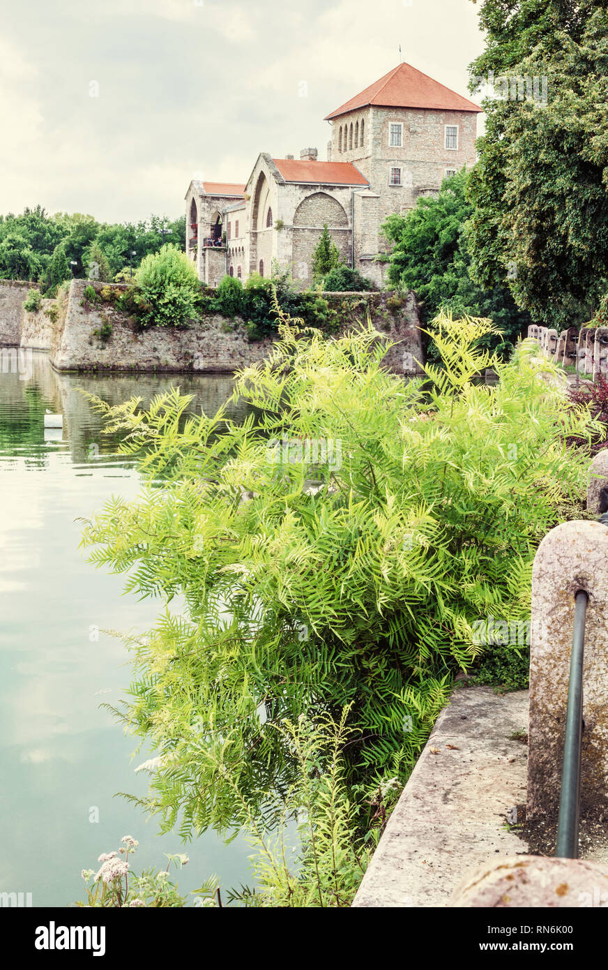 Beautiful castle in Tata, Hungary. Travel destination. Architectural ...