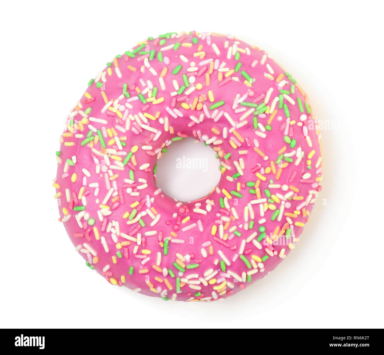 Donut with sprinkles isolated on white background top view Stock Photo ...