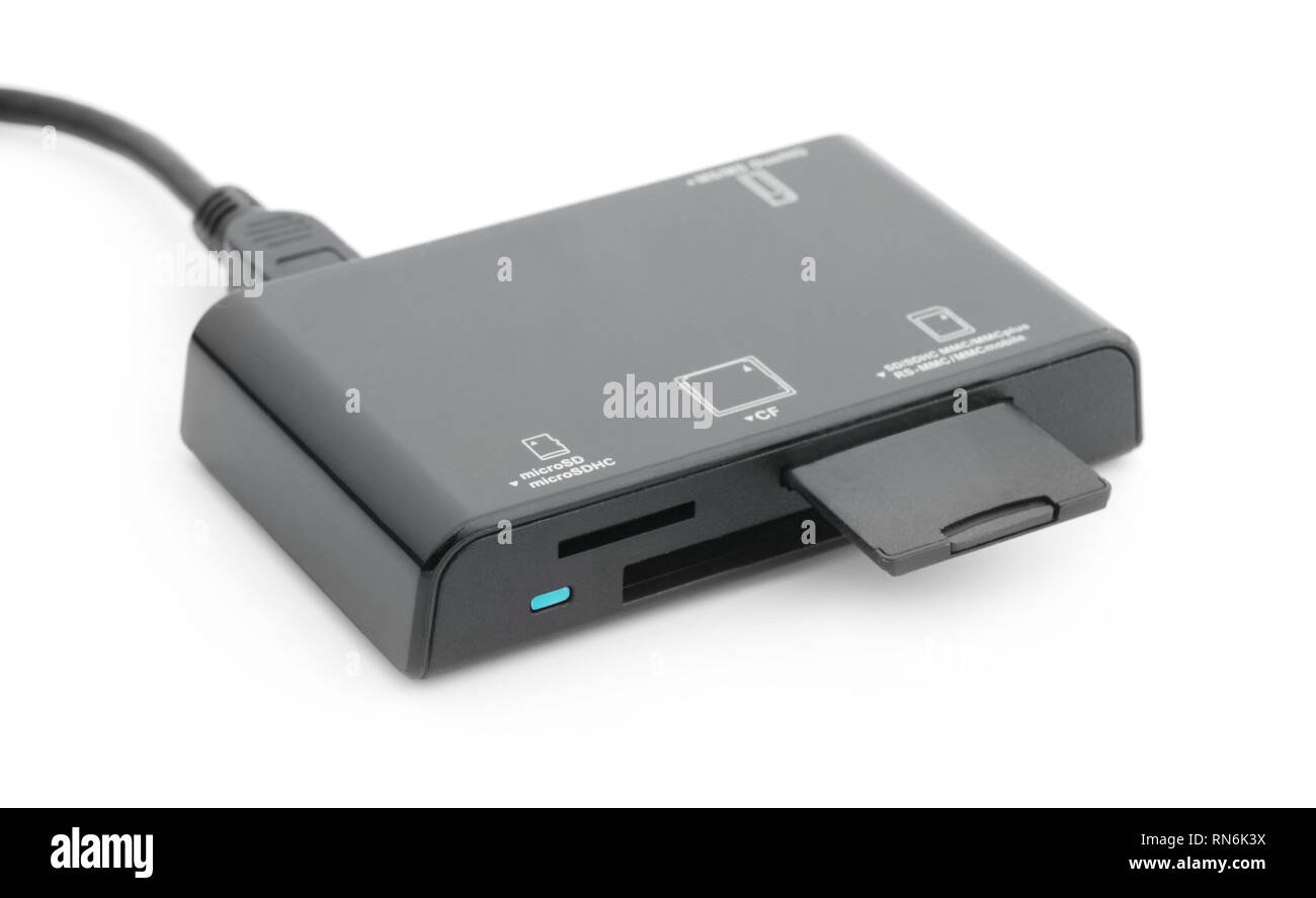 Universal card reader isolated on white background Stock Photo - Alamy