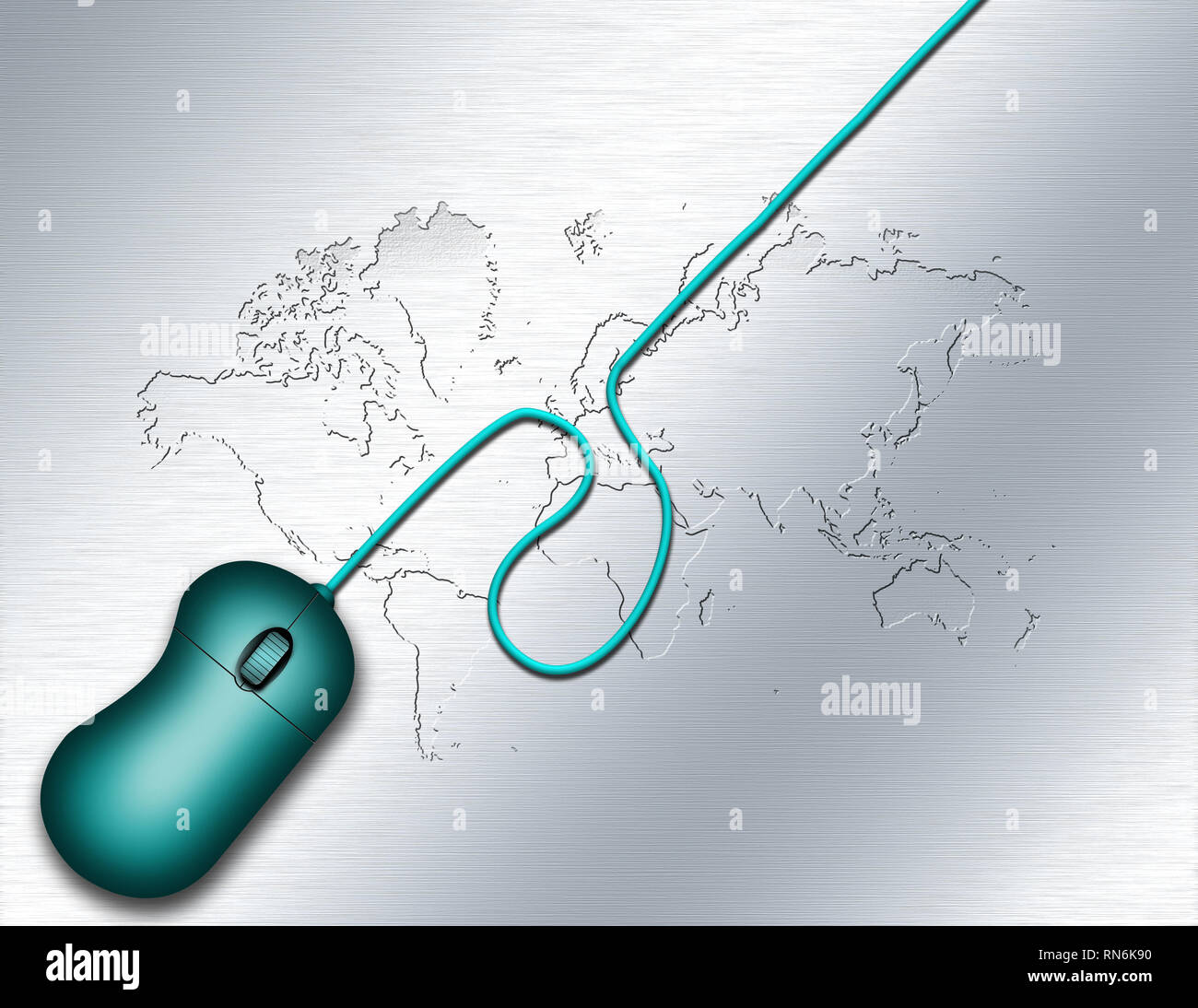 Computer mouse. World map background Stock Photo - Alamy