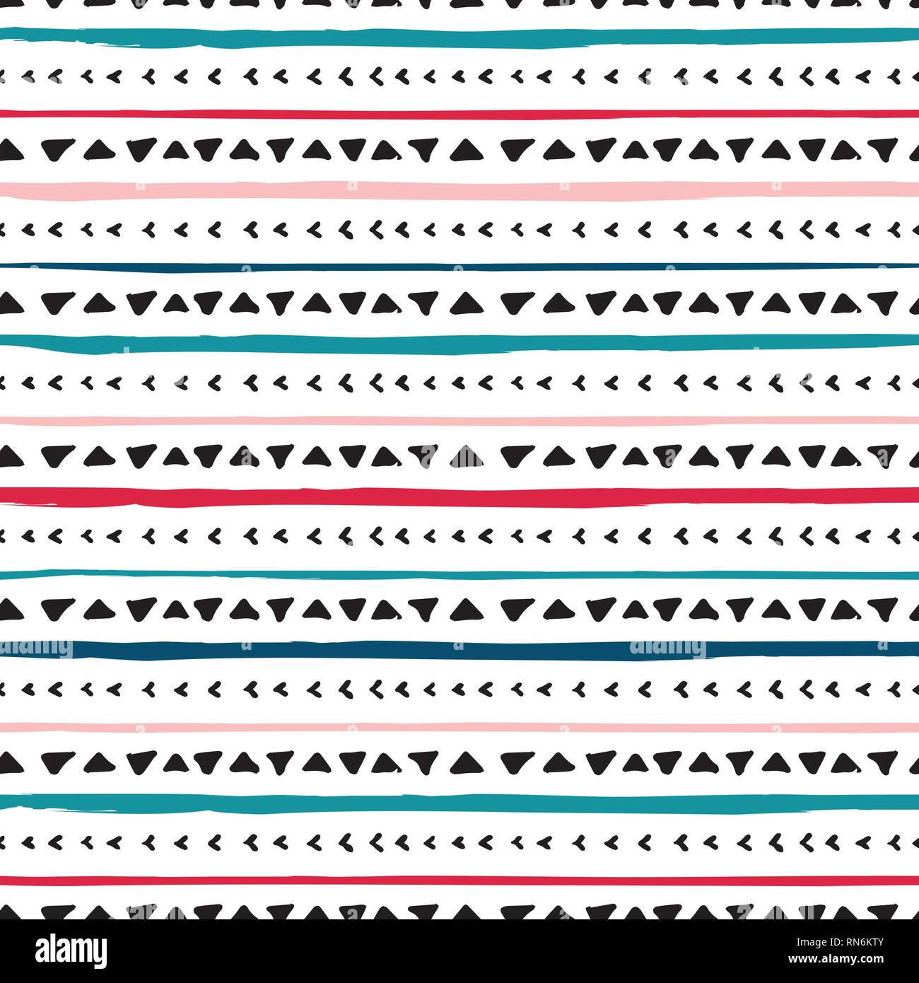 Vector seamless pattern with handdrawn stripes and triangles . Hand ...