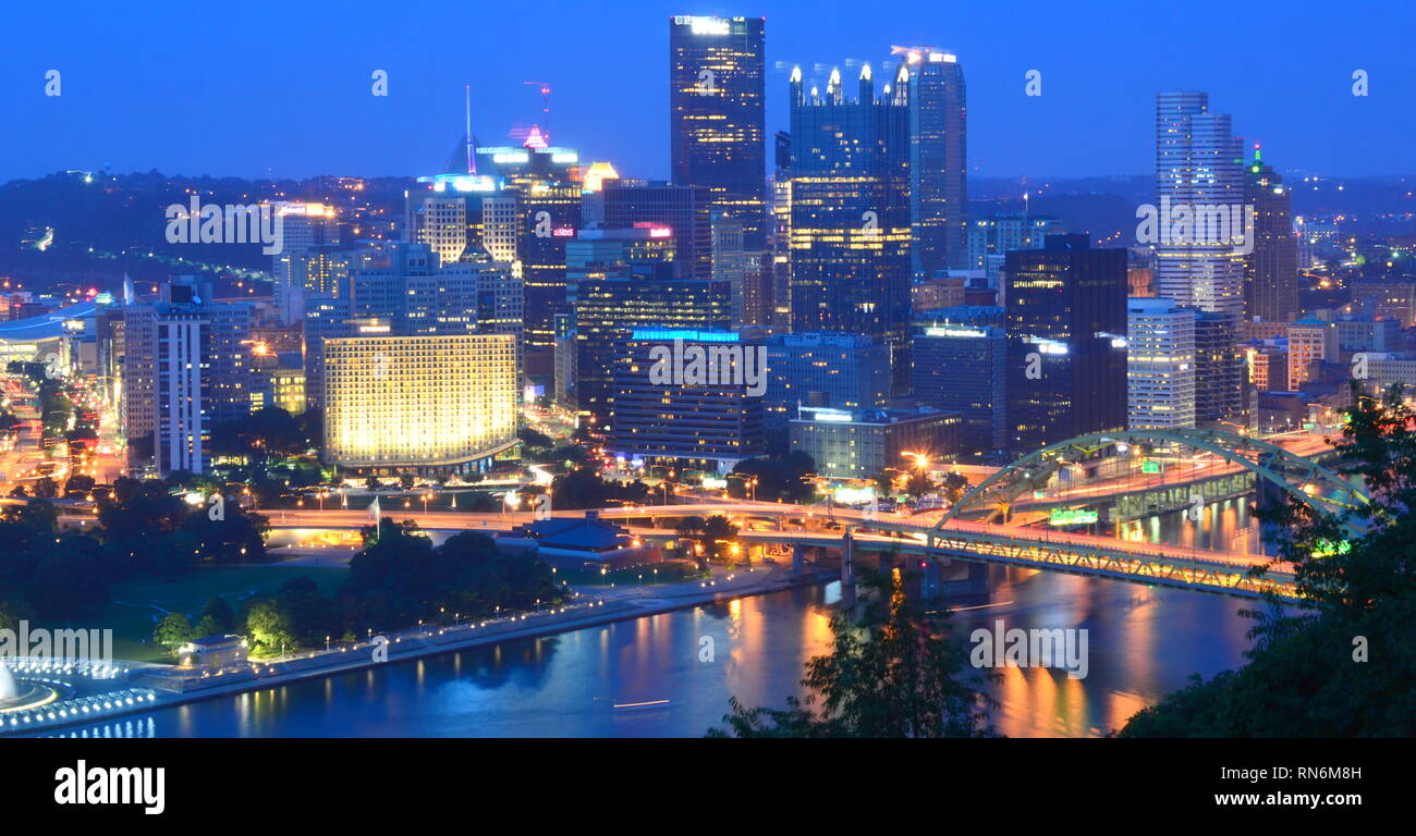 Pittsburgh, Pennsylvania, USA - July 18, 2015: Pittsburgh Skyline at ...