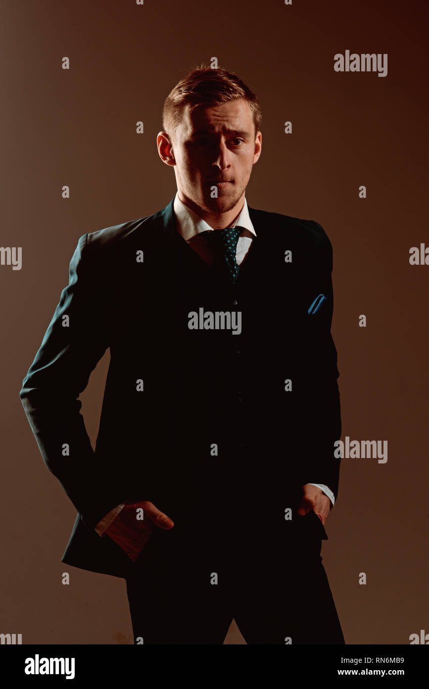 Confidence concept. Man feel confidence in business skills. Businessman ...