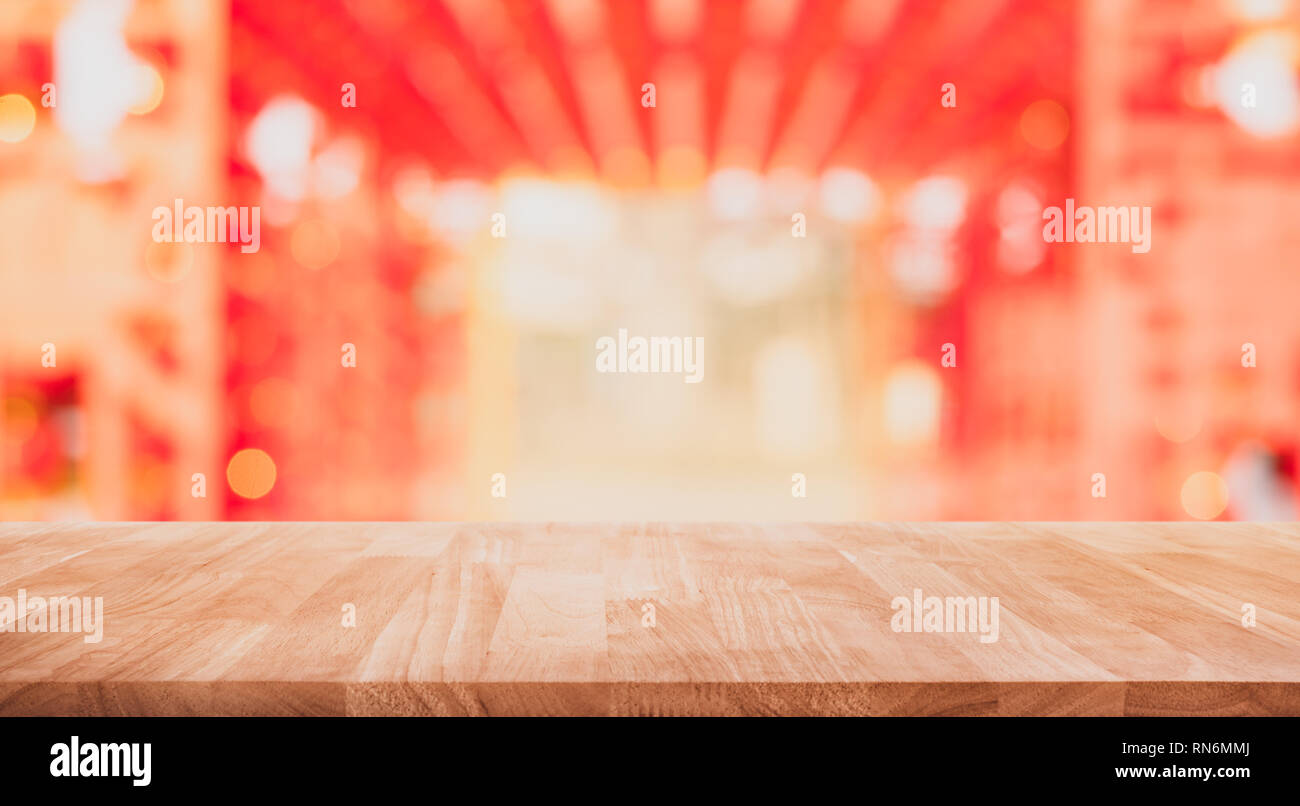 Chinese new year festival concepts with wood table and decoration of ...
