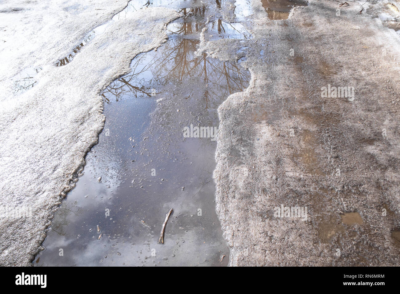Puddle from melting snow hi-res stock photography and images - Alamy