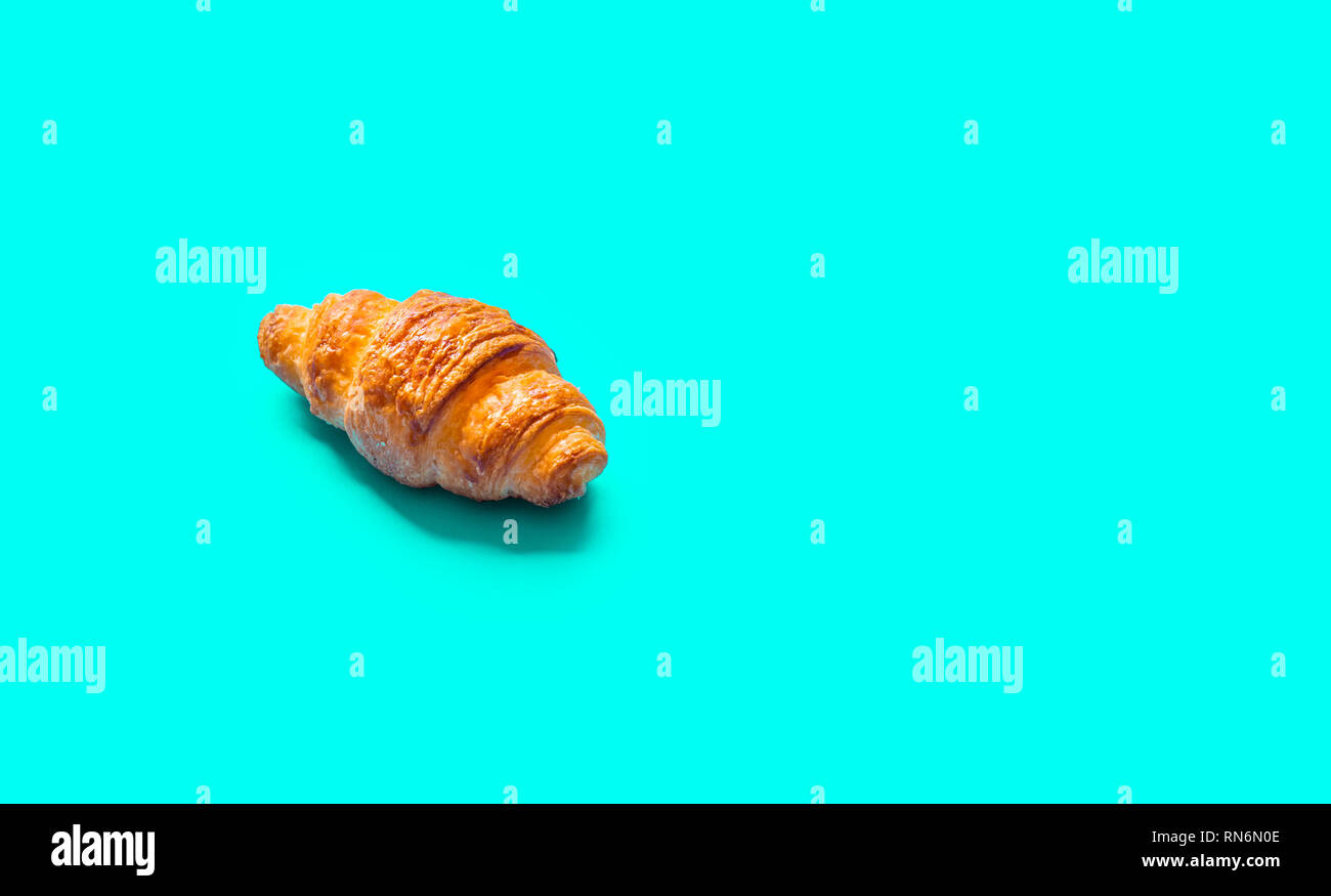 Top view of bread and bakery on blue color background.Food and healthy ...