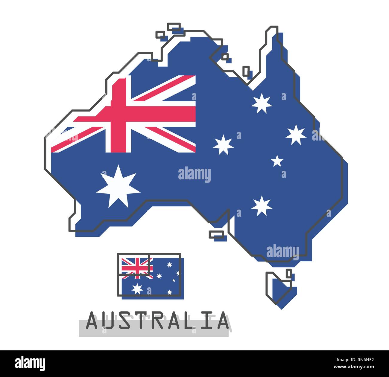 Australia map cartoon hi-res stock photography and images - Alamy