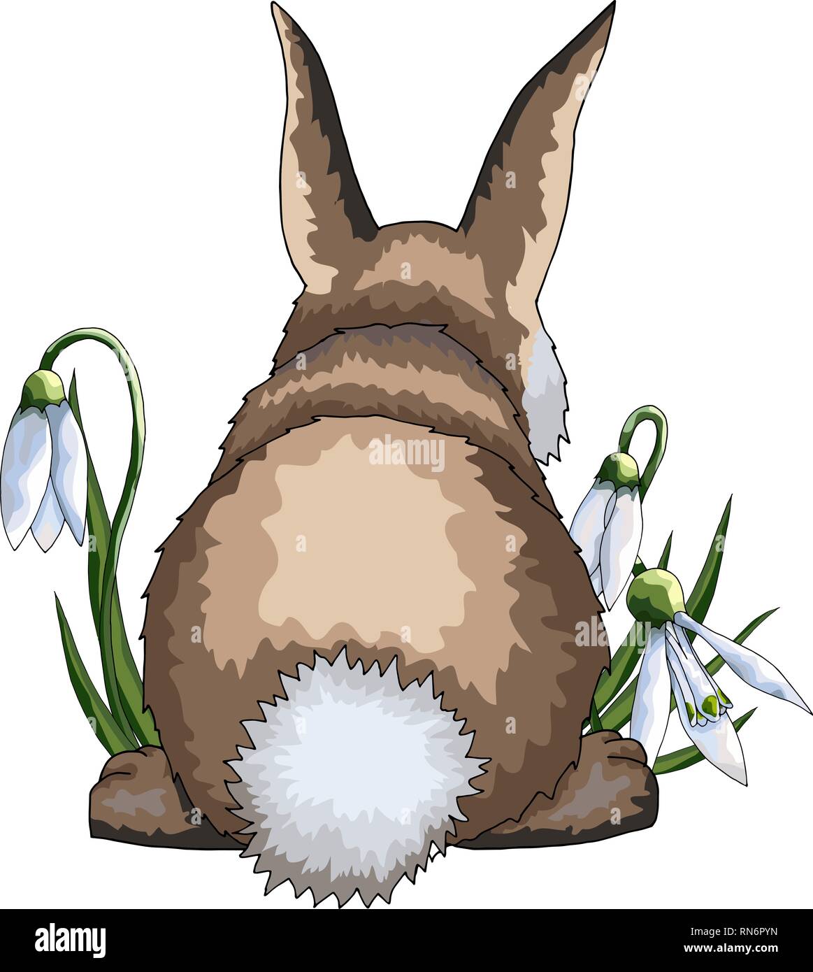 Hand drawn vector cartoon halftone flat creative Easter hare or rabbit ...