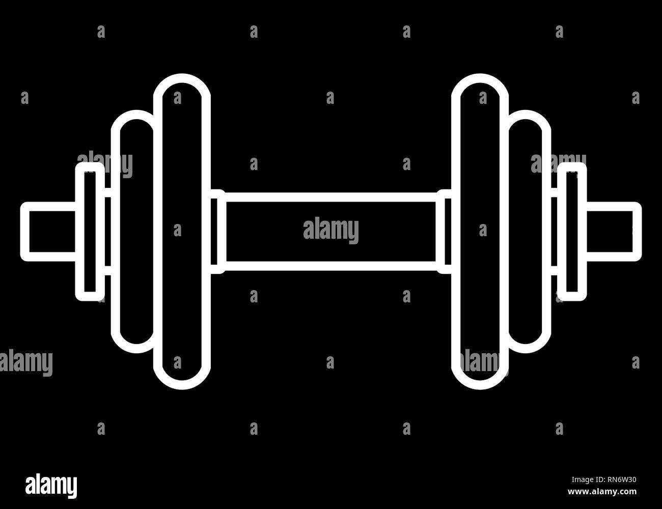 Weights symbol icon - white realistic dumbbell outline, isolated - vector illustration Stock ...