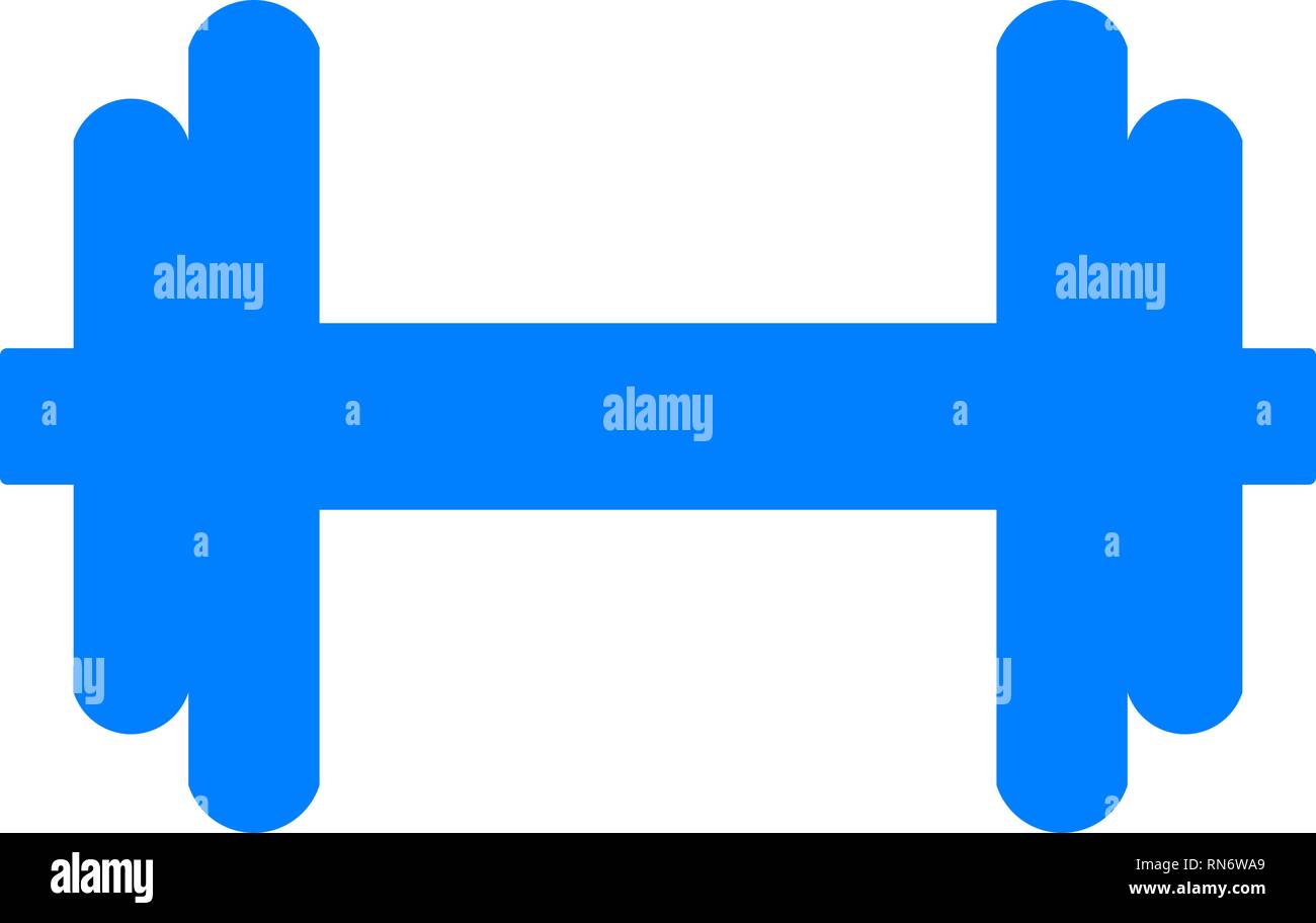 Weights symbol icon - blue realistic dumbbell silhouette, isolated ...