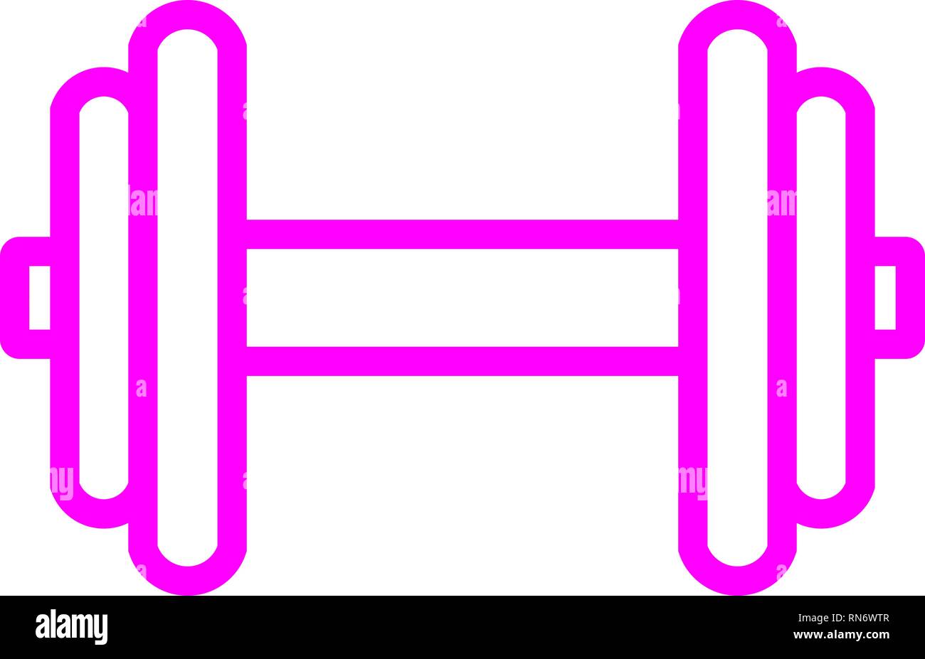 Weights symbol icon - purple realistic dumbbell outline, isolated ...