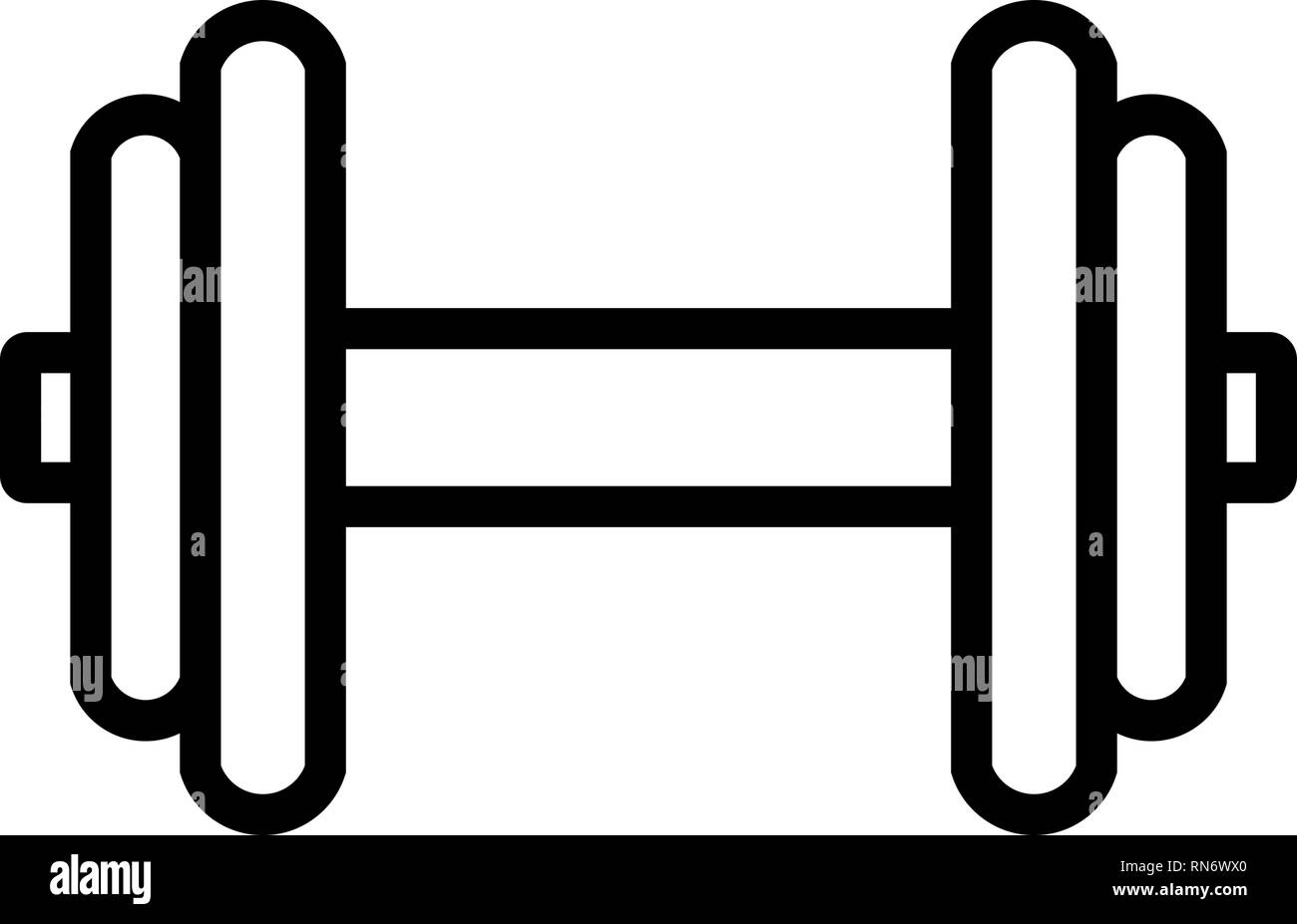 Weights symbol icon - black realistic dumbbell outline, isolated - vector illustration Stock ...