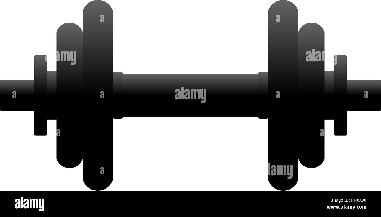 Weights symbol icon - black gradient realistic dumbbell silhouette, isolated - vector ...