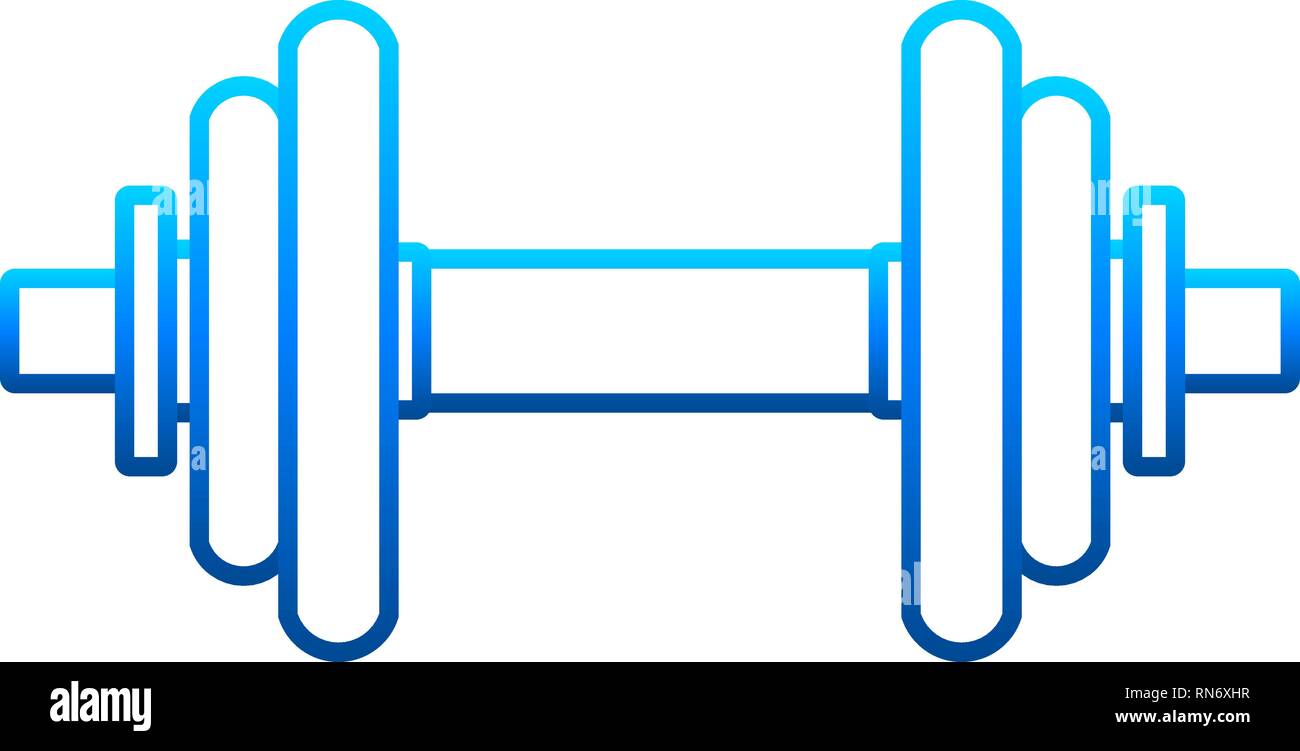 Weights symbol icon - blue gradient realistic dumbbell outline ...