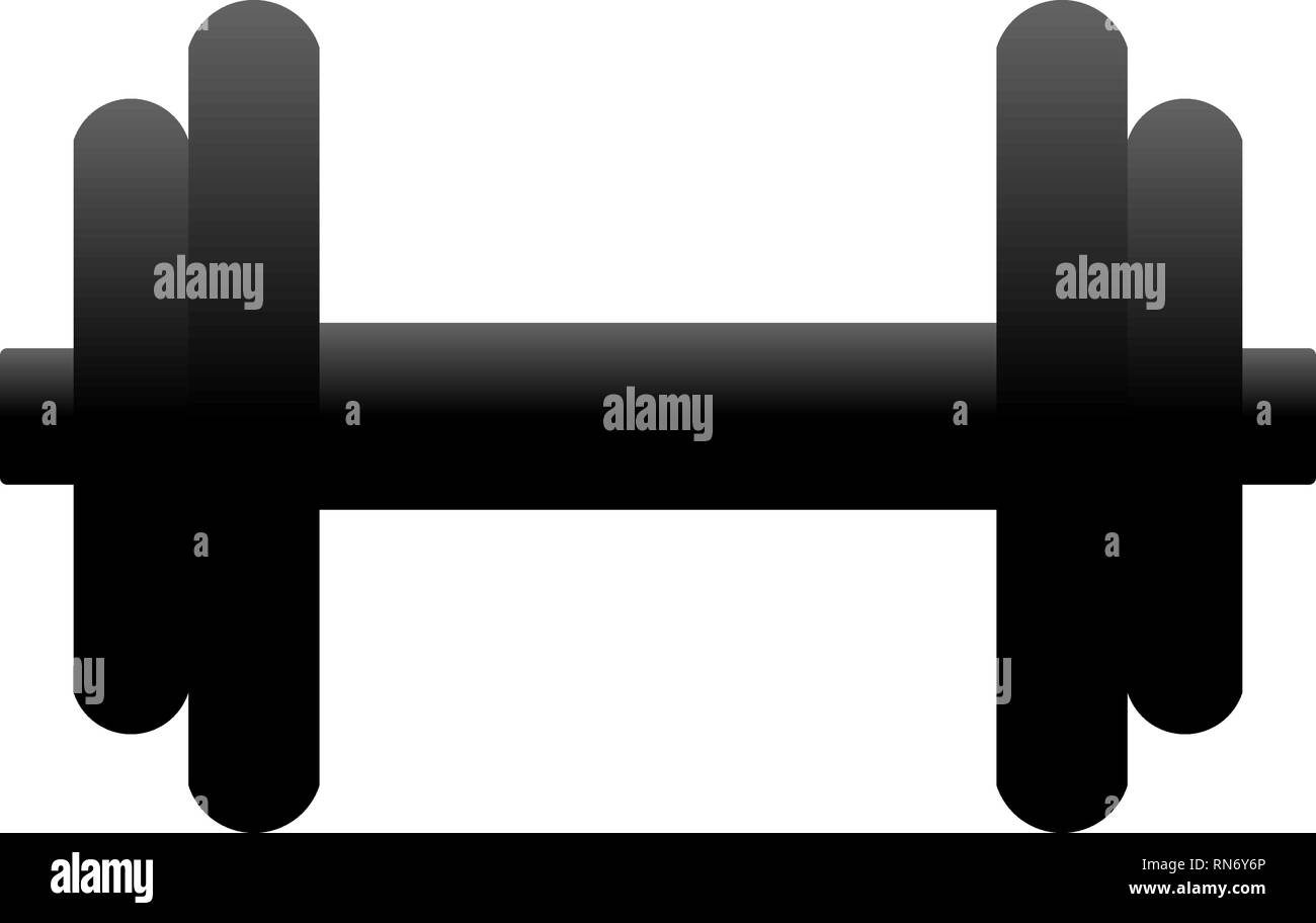 Weights symbol icon - black gradient realistic dumbbell silhouette, isolated - vector ...