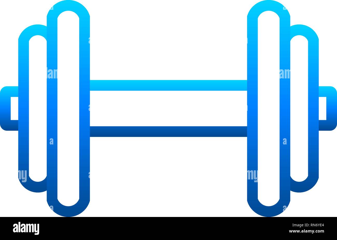 Weights symbol icon - blue gradient realistic dumbbell outline ...