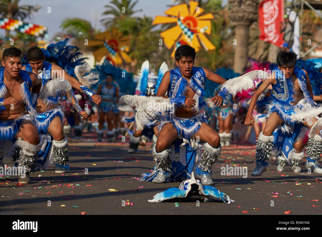 Tobas dancers in traditional Andean costume performing at the annual ...